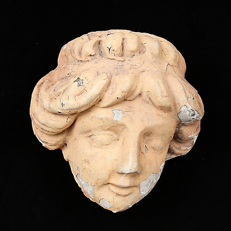 WALL SCULPTURE, female face, painted cement, 20th century. Art ...