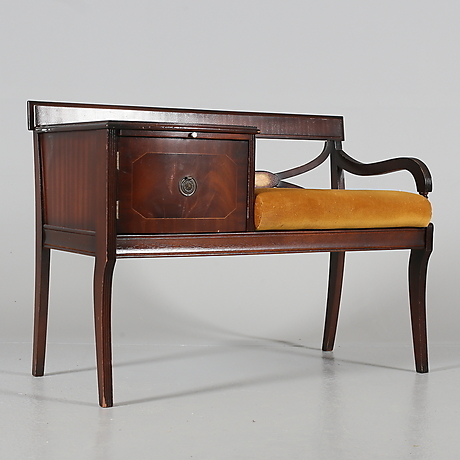 HALL/TELEPHONE BENCH, mahogany, tile-marked Chippy telephone seats ...