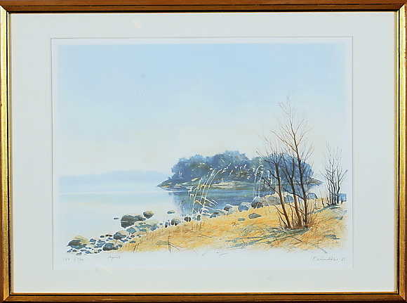 CARIN ADLER. "April", color lithograph, signed and numbered 147/230 ...