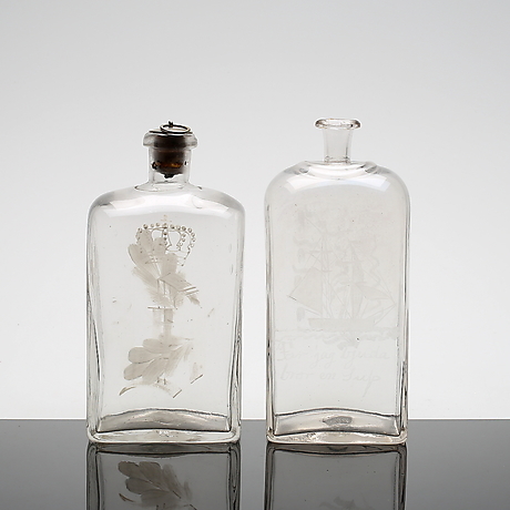 FLASKOR, 2 st, 1800-tal. Glas - Övrigt - Auctionet