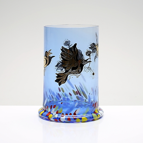VASE, glass, "Bird dance", Ardy Strüwer, signed, Johansfors, 1900s ...