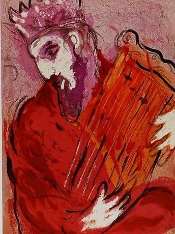 MARC CHAGALl: DAVID WITH THE HARP, COLOR LITHOGRAPHY, PARIS, 1956. Art ...
