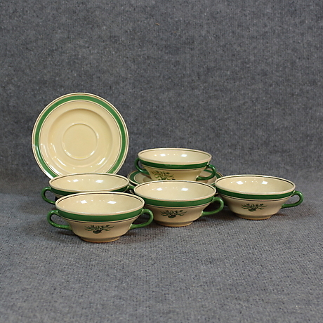 BROTH CUPS, 11 parts, flintware, "Rialtic", Wilhelm Kåge, Gustavsberg ...