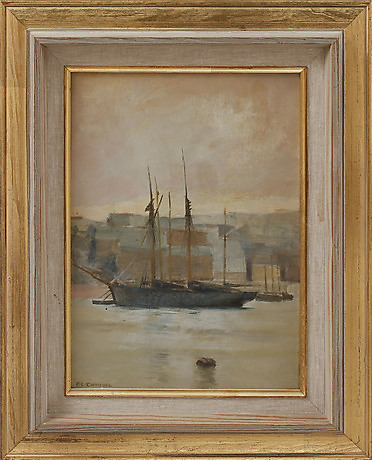 FRANK LEWIS EMANUEL. Harbor view, oil on Board, signed. Art - Paintings ...