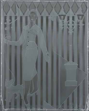 WINDOW GLASS, etched, signed FG GL, 1900s. Art - Other - Auctionet