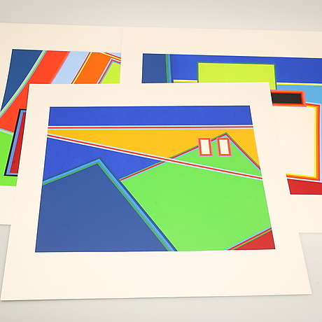 PETER FREUDENTHAL. Mapp med 3 stycken serigrafier, "Besuch in Tann ...