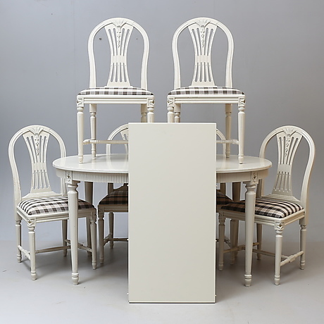 BORD o 6 STOLAR, "Axet", Gustaviansk stil, 1900 tal. Möbler - Bord ...