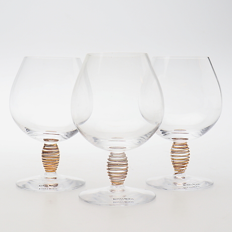 COGNAC CUPS, 3 pcs, glass, "Epok", Kosta Boda, late 20th century. Glass ...