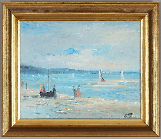 BENGT FRANSSON. Walk by the beach, oil on canvas, signed. Art ...