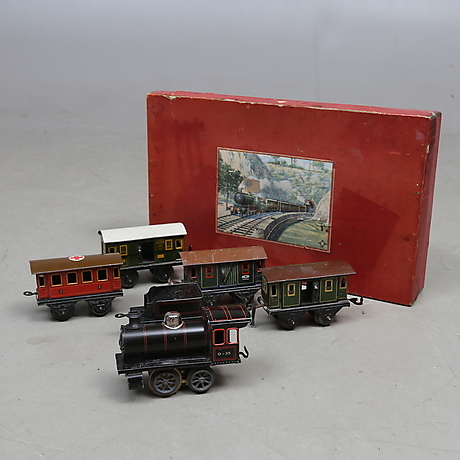 BING train set with steam locomotive and 4 carriages in original box ...