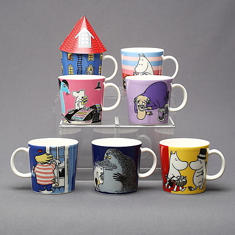 MOOMIN MUGS, 7 pcs, porcelain, Moomin Characters, Arabia, Finland ...