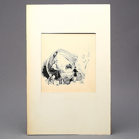 LOUIS VALLET. Illustration, tusch, signerad. Konst - Teckningar - Auctionet
