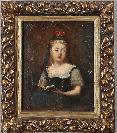 JOSEPH KINZEL (1852-1925). Reading woman, oil on canvas, signed and ...