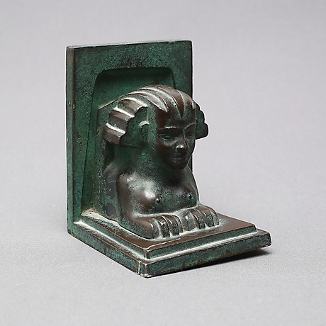 BOOKEND, bronze patinated metal, in the form of a sphinx, Art Deco ...