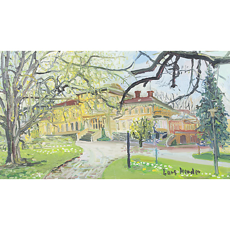 LARS HERDER. Frameless well hotel, oil on canvas, signed Lars Herder ...