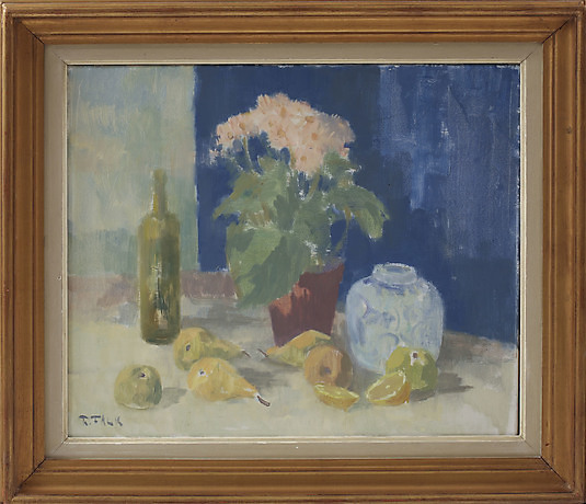 RAGNAR FALK. Still life with flowers, fruit and mug. Oil on canvas ...