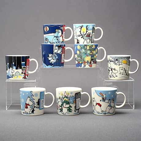 MOOMIN MUGS, 9 pcs, porcelain, winter editions, Moomin Characters ...