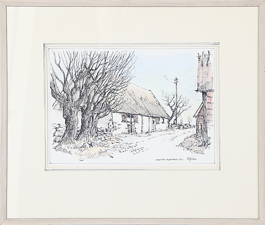 BERT ZEDRÉN. Jordtorp, Algutsrum, drawing, signed. Art - Drawings ...