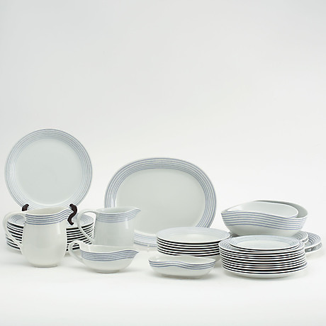 "GREY STRIPES" TABLEWARE, 41 pieces, flintware. Wilhelm Kåge for ...