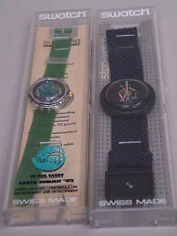 2 SWATCH WATCHES, "Earth Summit ´92," 1991 and "Pop", original ...