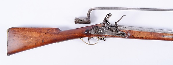 RIFLE, flint lock with bayonet, Swedish m/1815 with cut off stock ...