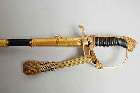 SABEL, Sverige, marinen mod 1878, för officer graverad klinga. Mynt ...
