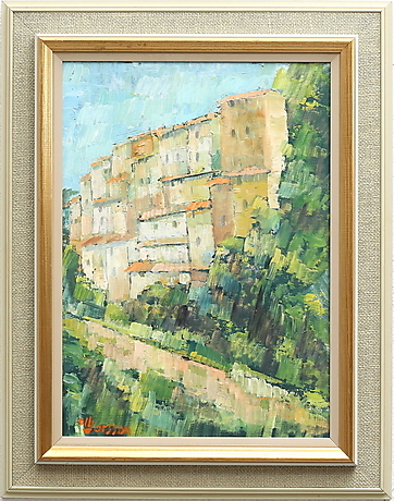 OLLE LARSSON. "From Lacoste, Vaucluse". Oil on Board, signed. Art ...