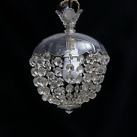 HALL LAMP, glass, hung with prisms, 20th century, height 32 cm ...