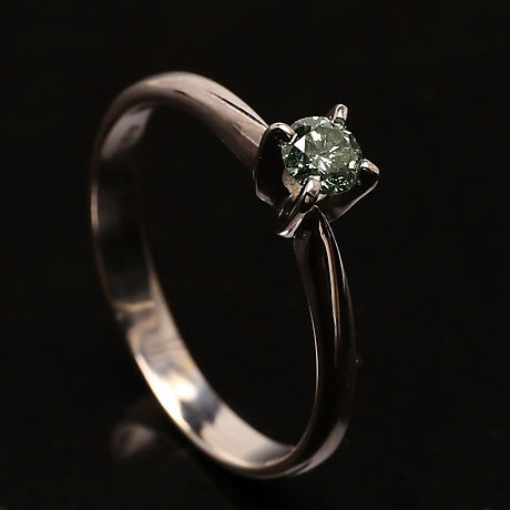 SINGLE STONE RING, 14K white gold, brilliant 0.17 ct. Jewellery ...
