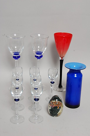 WINE GLASS, SNAPPING GLASS, ART GLASS, 12 parts, Including Norwegian ...