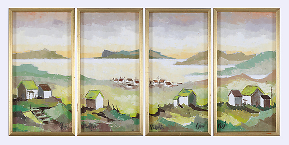 PETER CHRISTOFFERSEN. Landskap, 4 st, olja på duk, signerad och daterad ...