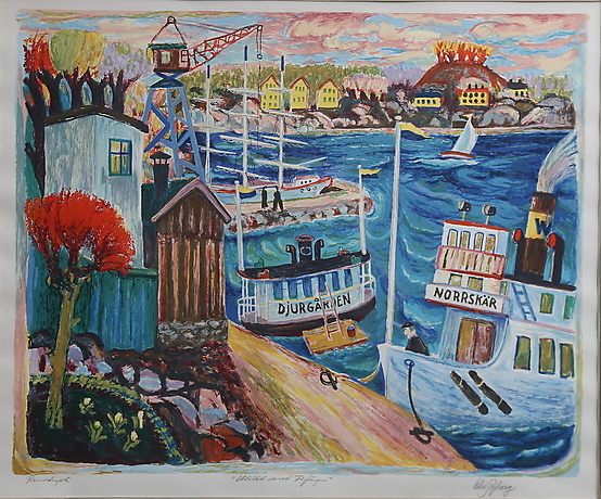 ELIS RYDBERG. "View towards the Vanity". Color lithograph. Test ...