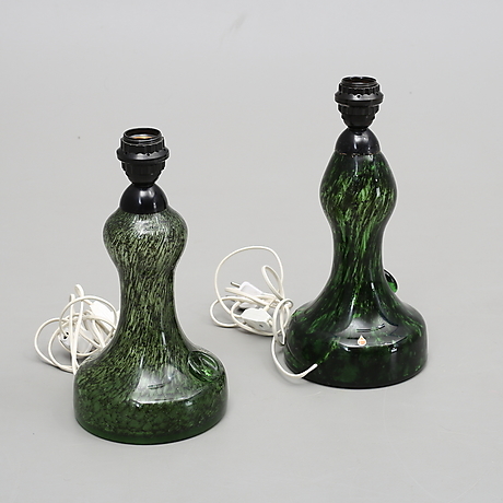 BORDSLAMPOR, ett par snarlika, glas, Gränna Glas. Belysning & Lampor ...
