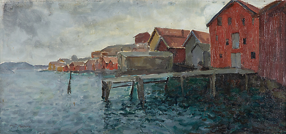 KNUT NORMAN. Fishing huts, oil on canvas, signed. Art - Paintings ...