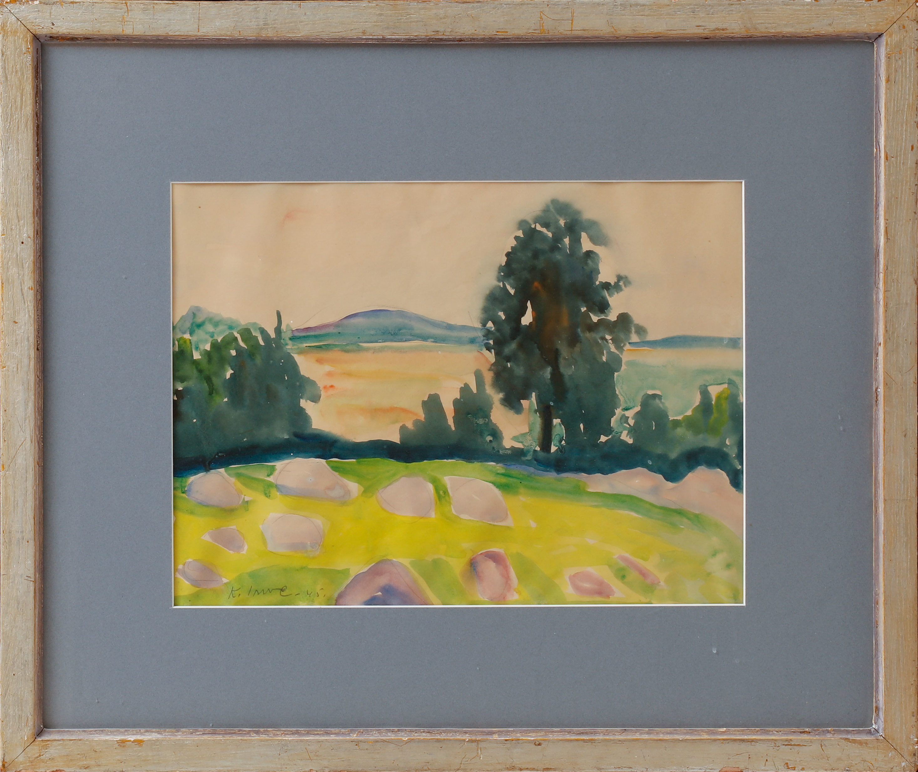 KNUT IRWE. Landschaft, Aquarell, signiert und datiert -45. Kunst ...