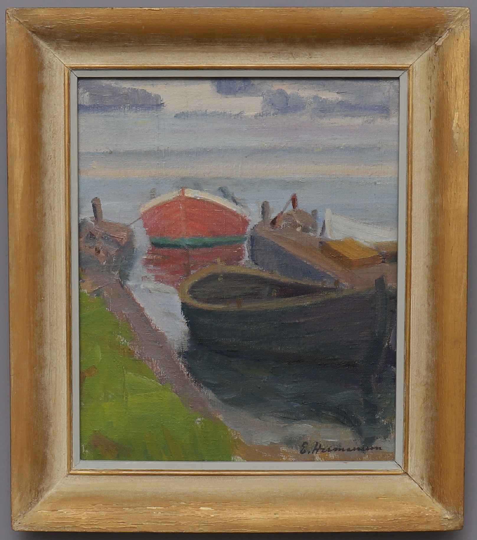 Images for 1109654. ERIC HERMANSSON. Oil on canvas, "Bryggan". - Auctionet