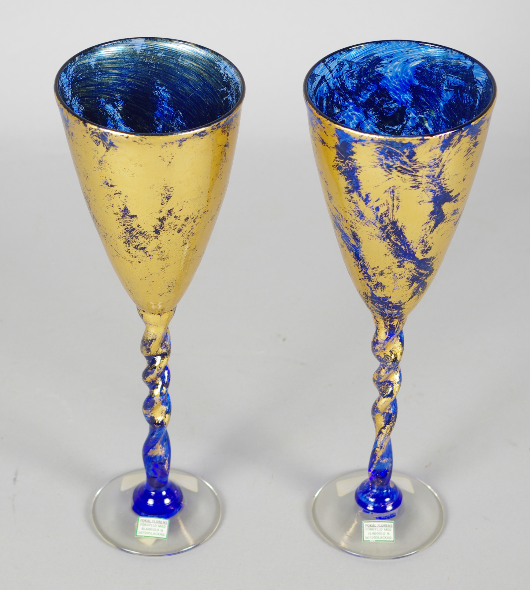 Images for 112236. CUPS, 1 pair, "Florence", Helena Gibson, blue glass ...