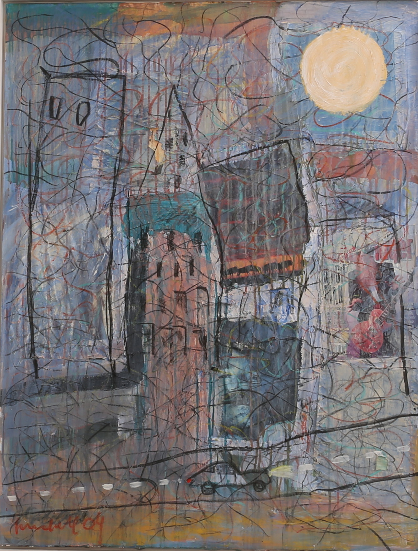 Images for 1171530. ULF LUNDELL. Oil on canvas/collage, "At Billy's ...