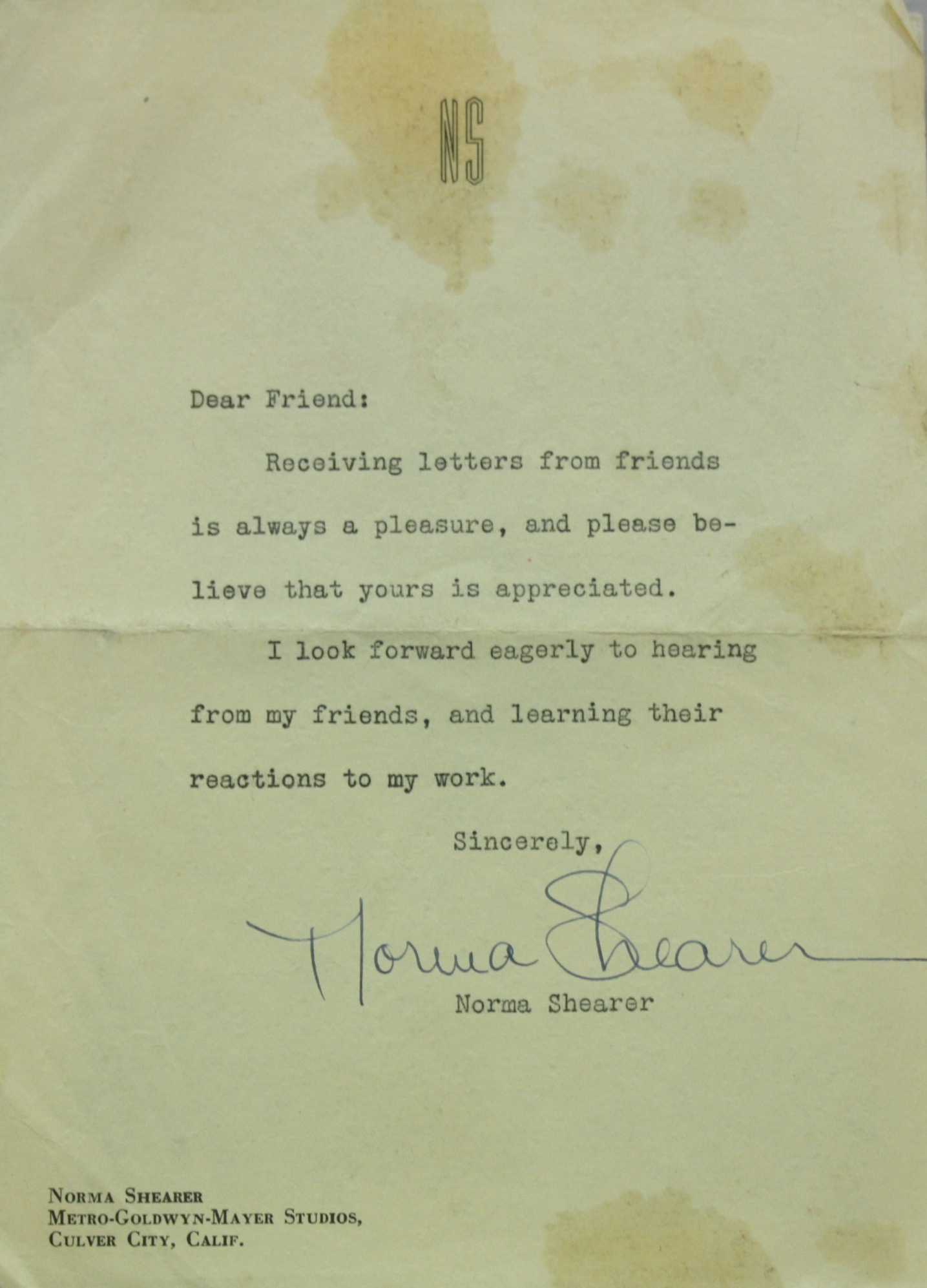 Images for 1234881. AUTOGRAPH and LETTERS, Norma Shearer 1902-1983 ...