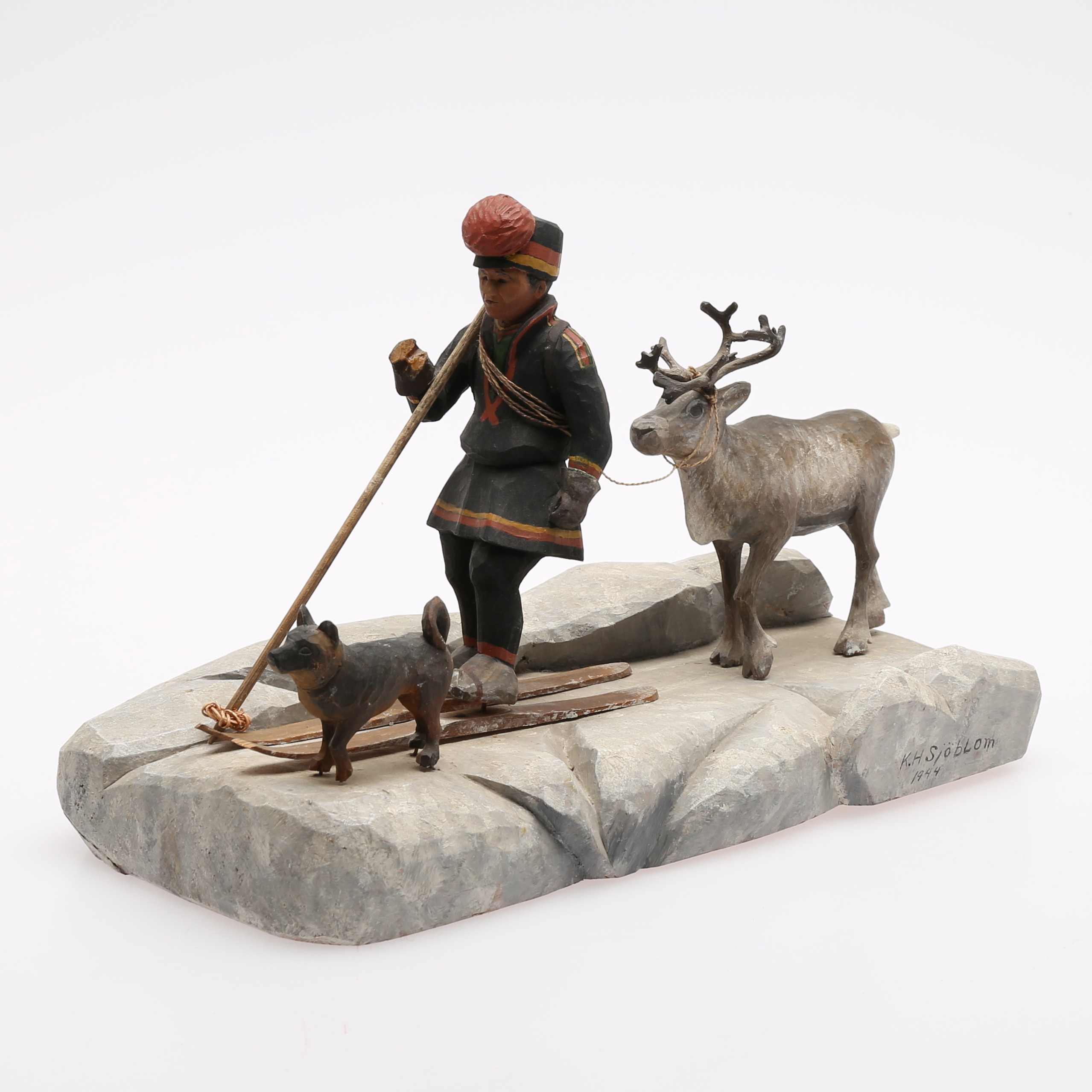 Images for 1243845. FIGURE GROUP, Sámi crafts (?), Sami with reindeer ...