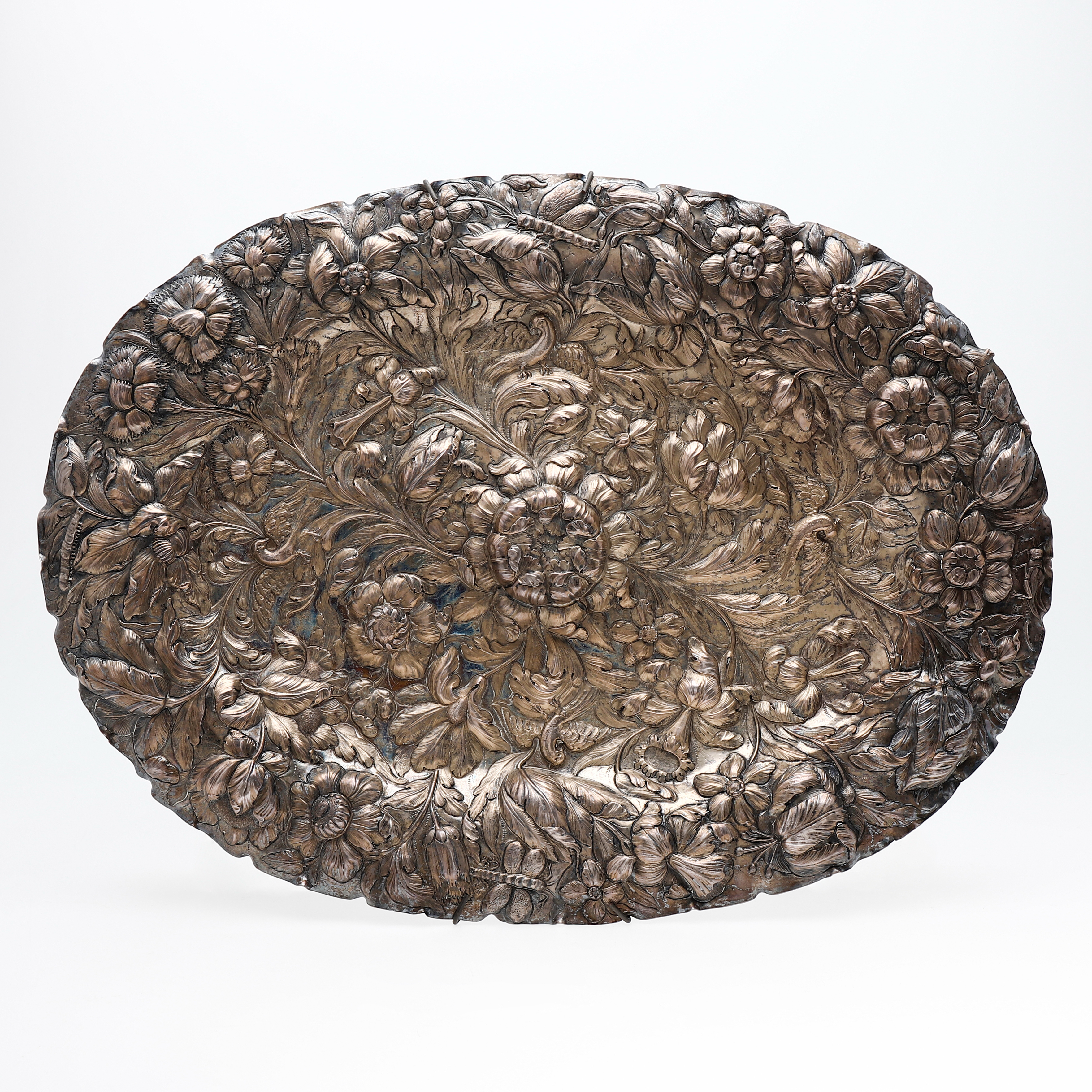 Images for 1248338. Tray in embossed and chiselled silver, probably ...