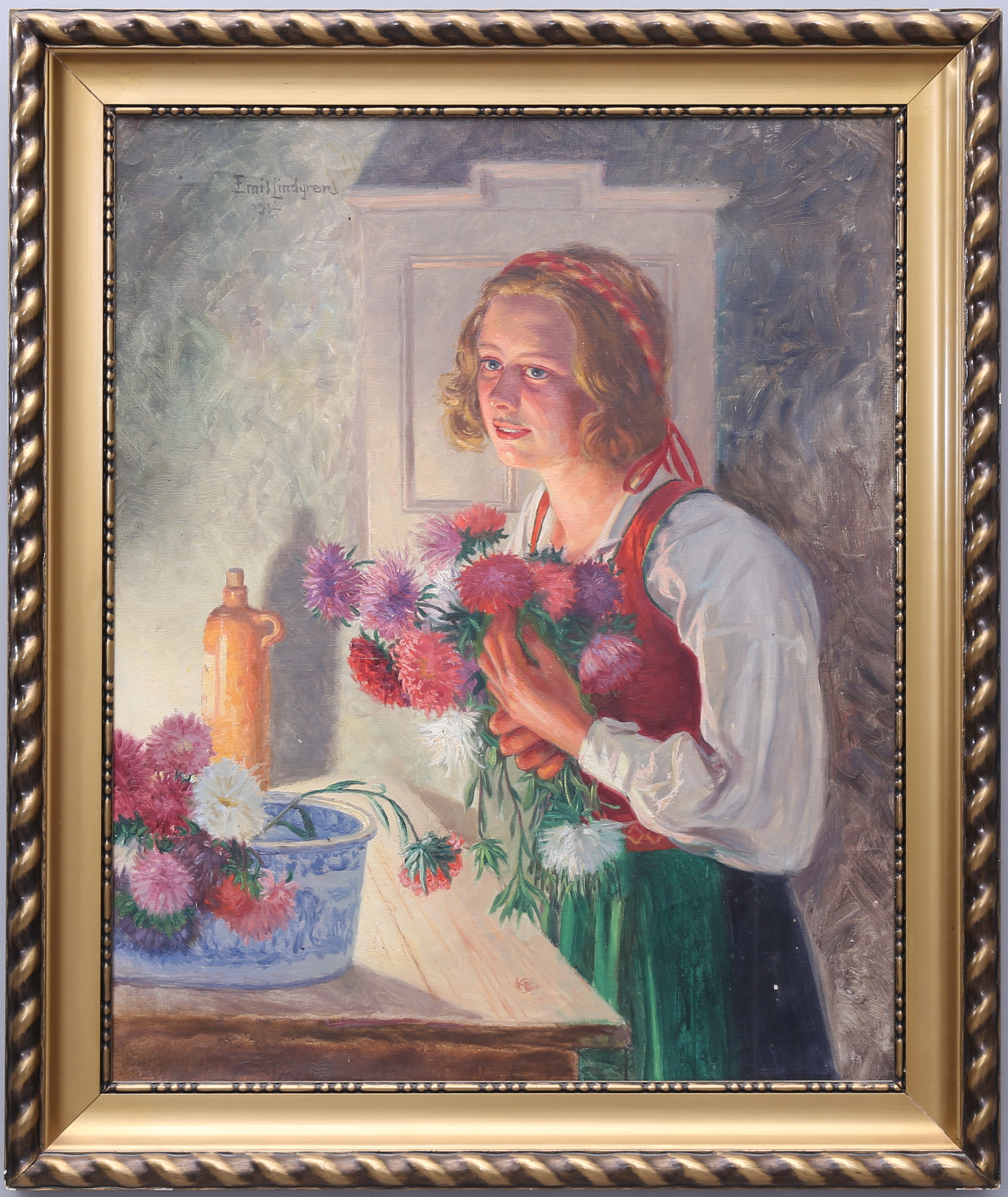 Images for 1277462. EMIL LINDGREN. Woman with flowers, oil on canvas ...