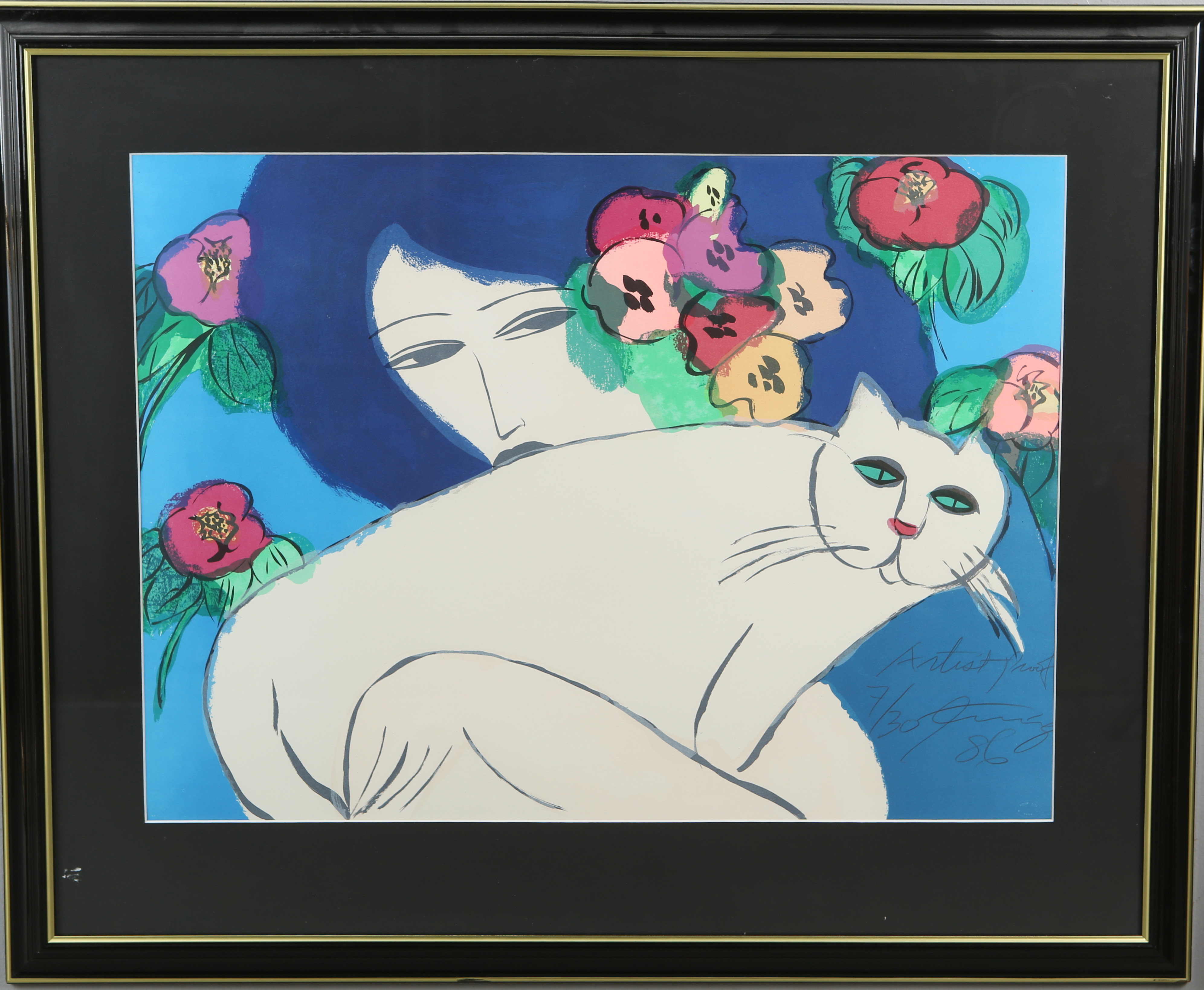 Images for 1281868. WALASSE TING. Composition with woman and cat, color ...