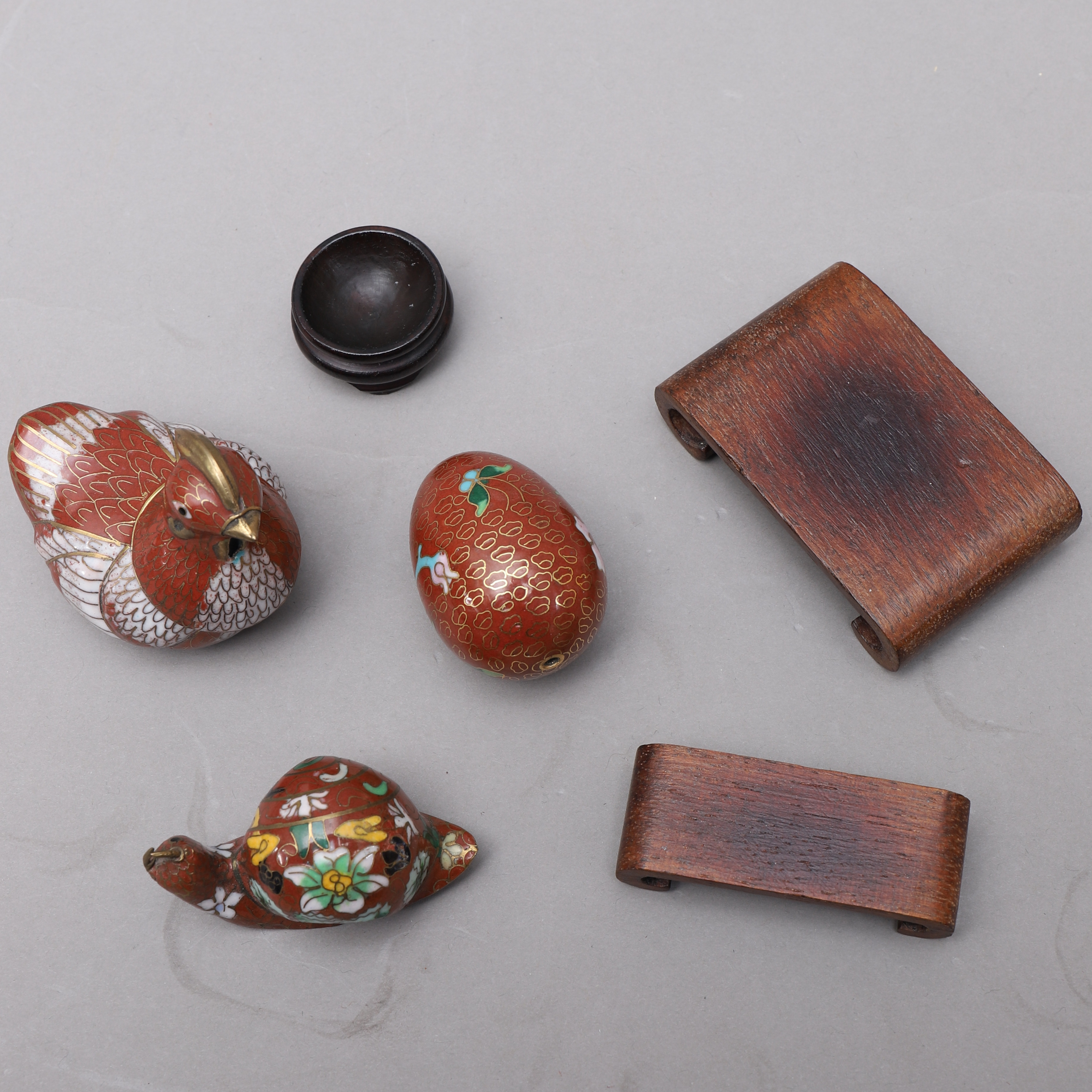 Bilder zu 1297004. FIGUREN IN CLOISONNÉ, 3 Teile, Schnecke, Vogel, Ei ...