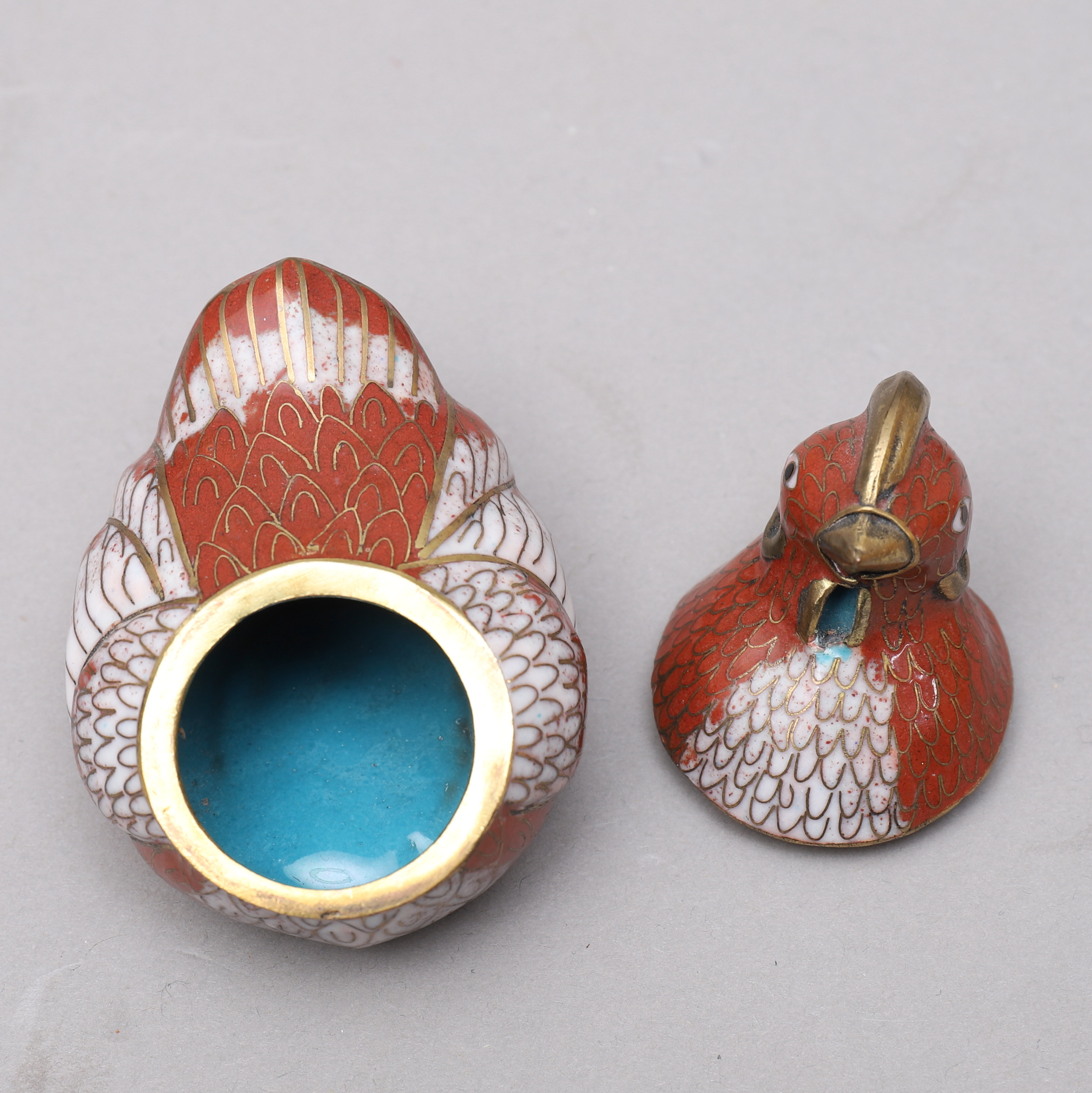 Bilder zu 1297004. FIGUREN IN CLOISONNÉ, 3 Teile, Schnecke, Vogel, Ei ...