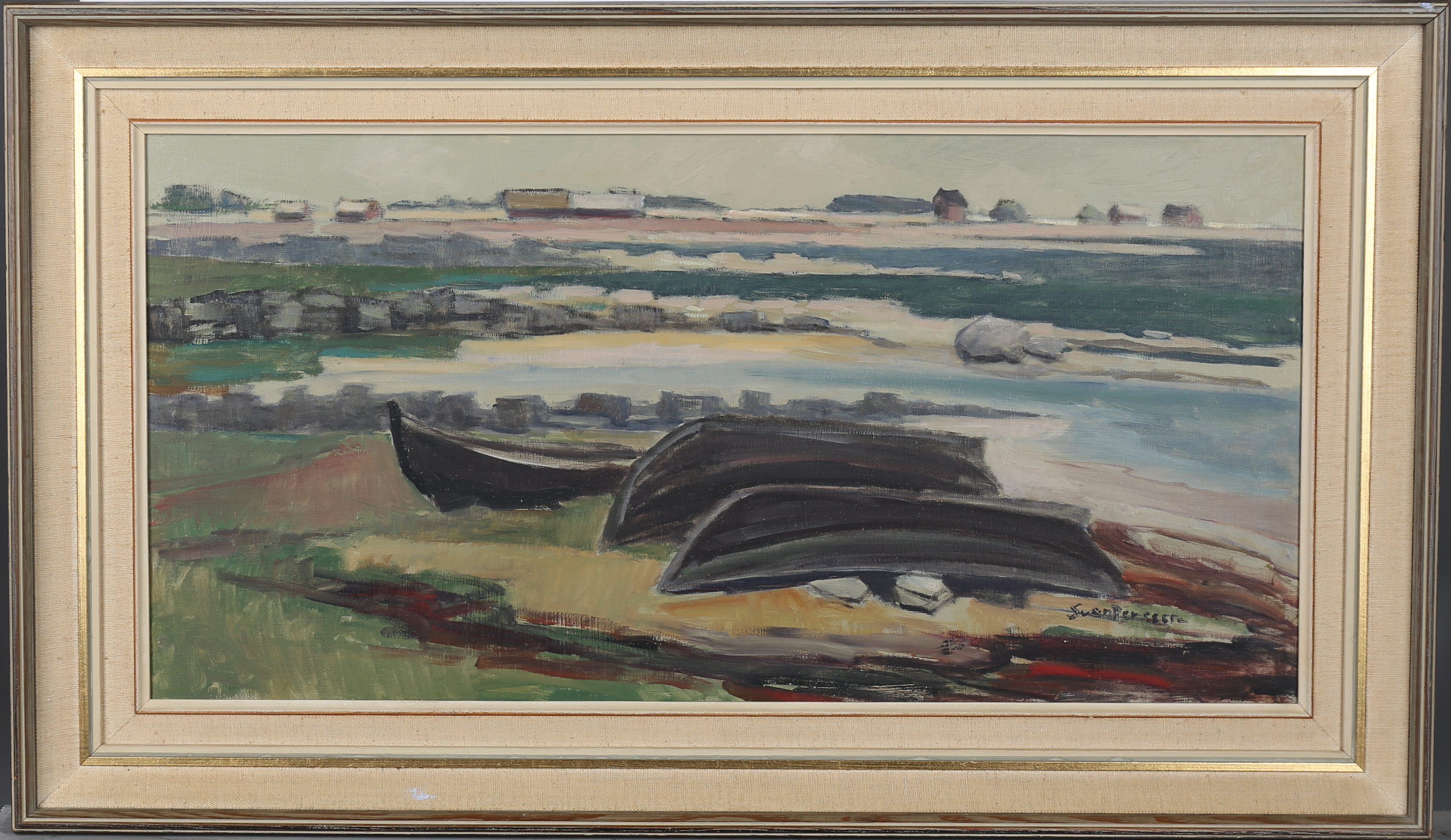 Images for 129802. SVEN PERSSON. "Fenceless". Pulled boats ". Oil on ...