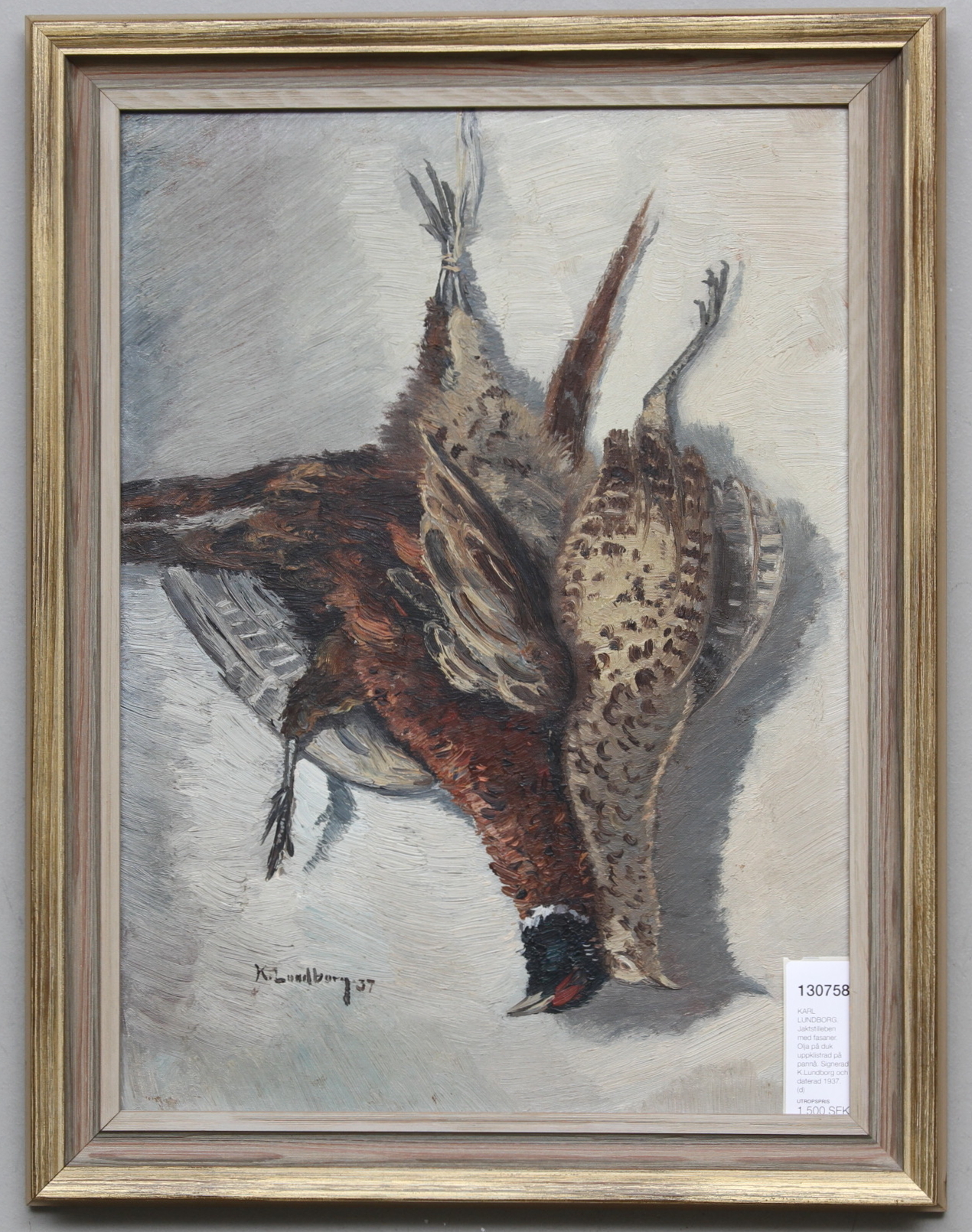 Images for 130758. KARL LUNDBORG. Hunting still life with pheasants ...