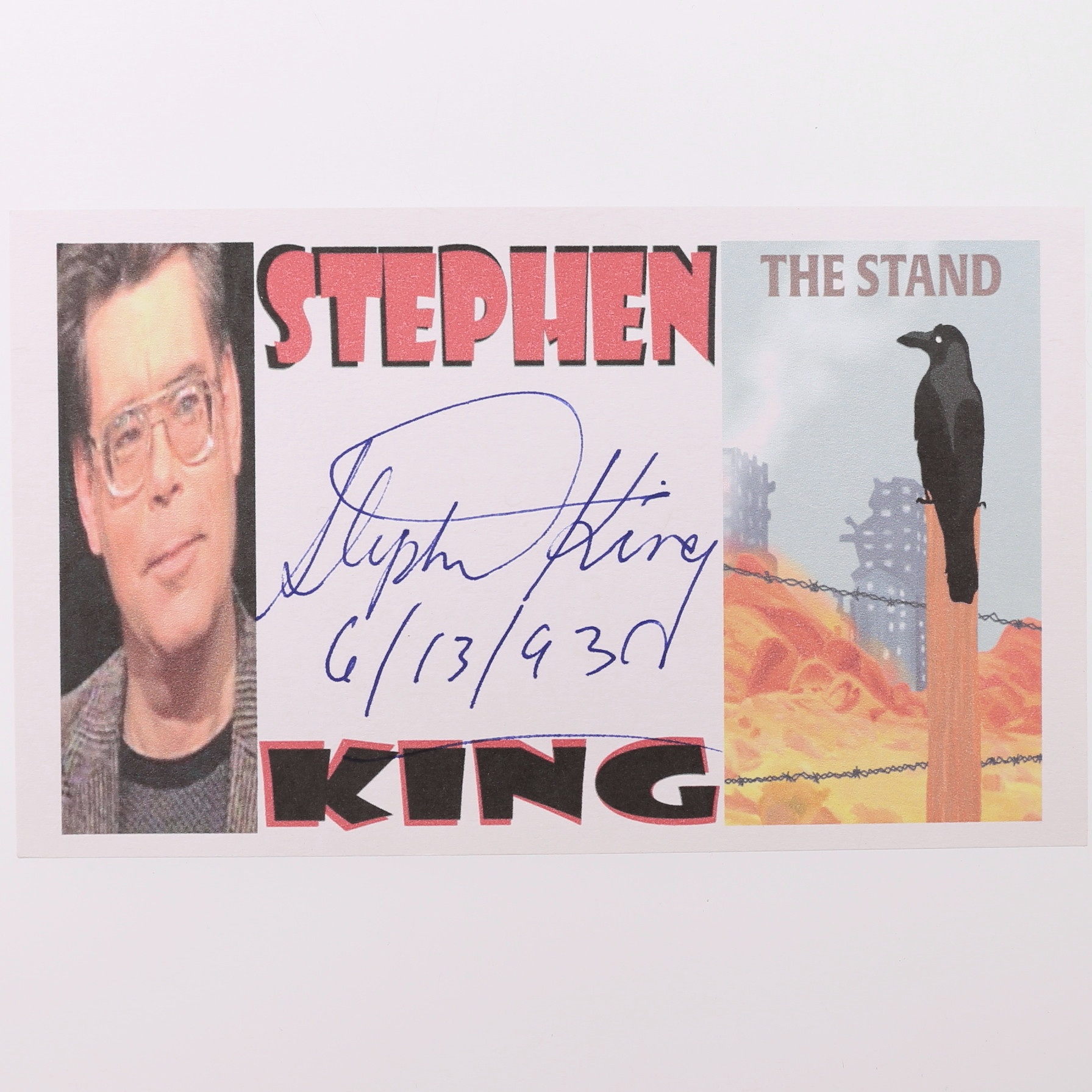 AUTOGRAF. SIGNERAT KORT AV STEPHEN KING. AMERIKANSK FÖRFATTARE. | Barnebys