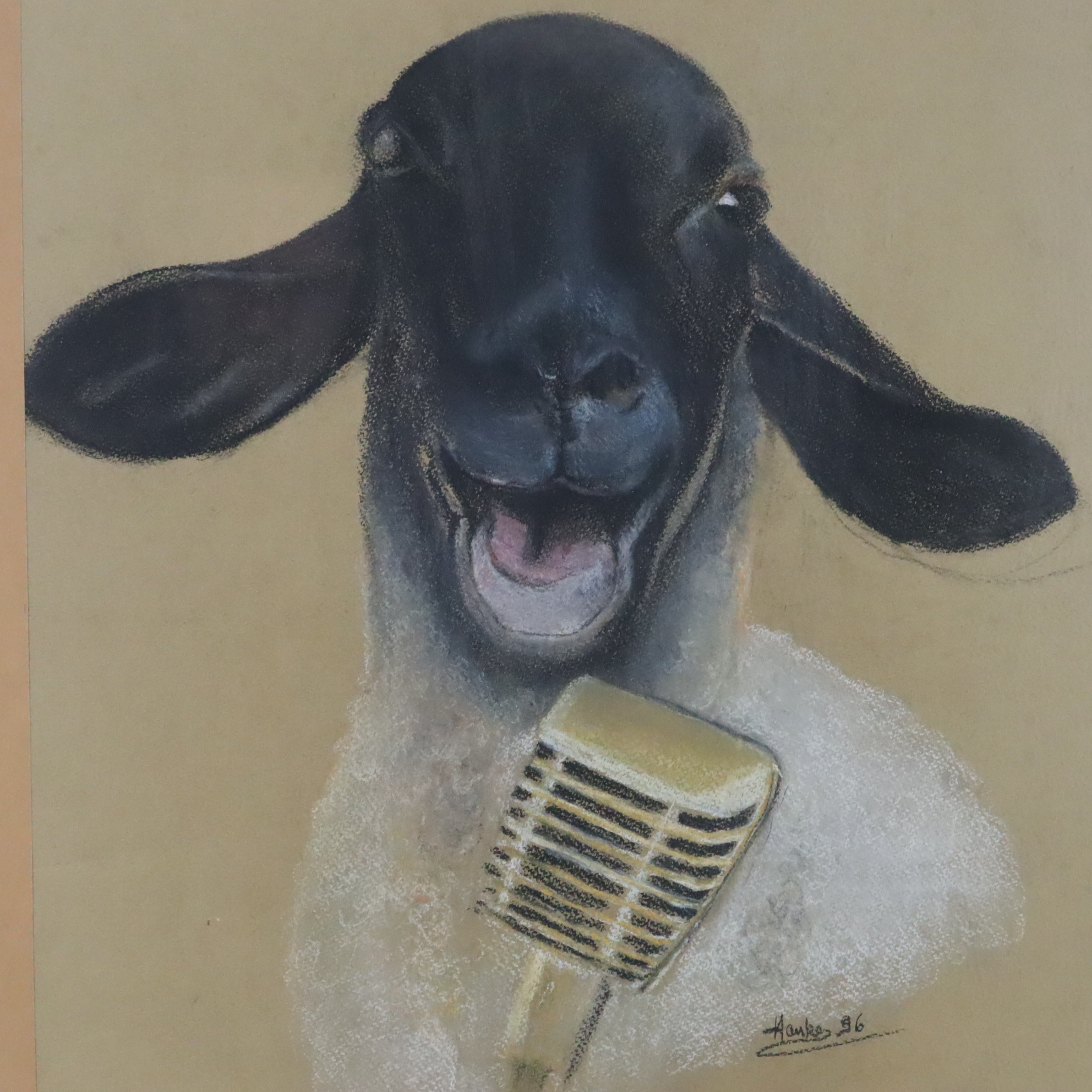 Images for 1312785. UNBEKANNTER KÜNSTLER. Singing sheep, chalk drawing on cardboard, (20th ...