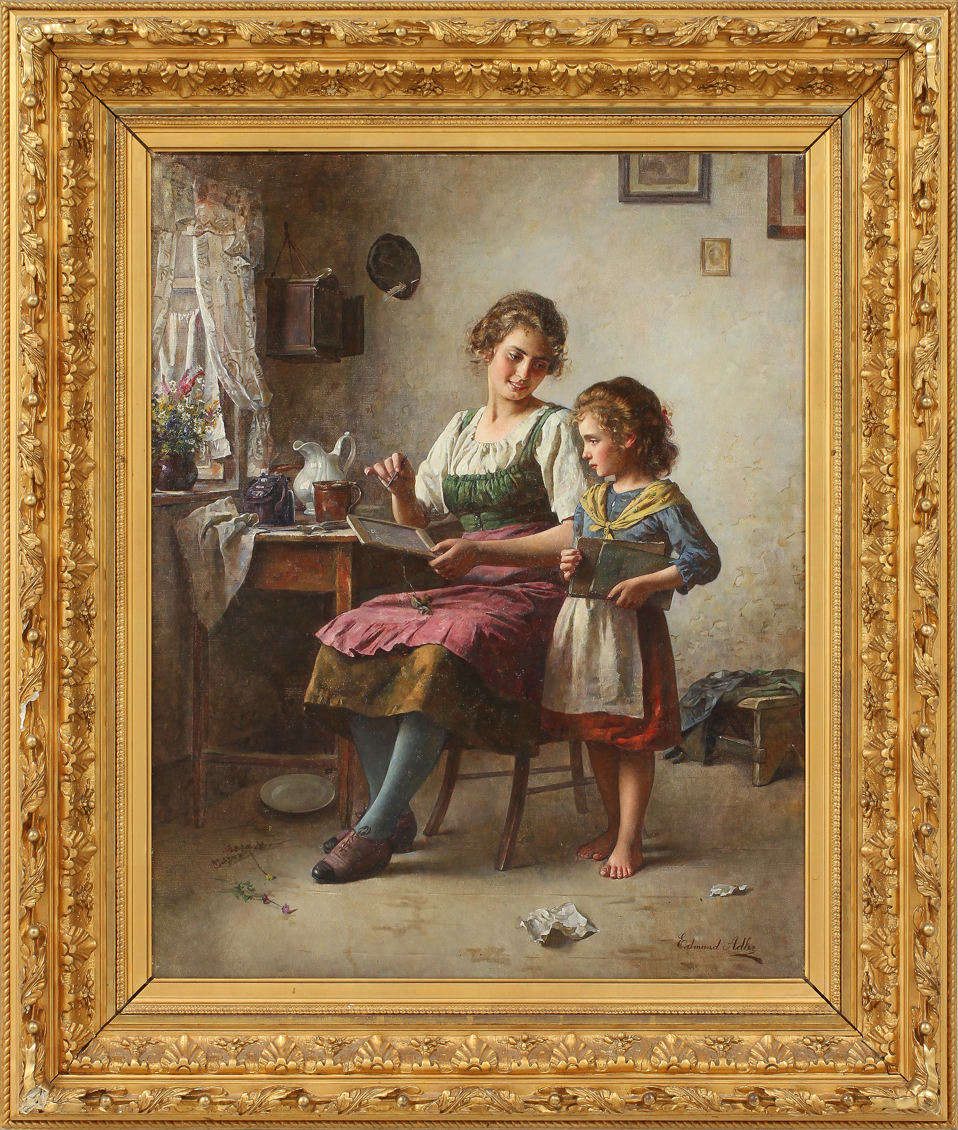 Images for 132809. EDMUND ADLER (1876-1965). Teaching at home. Oil on ...